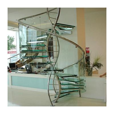 Cina Household individual  black powder coated staircase glass wood spiral stairs in vendita