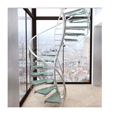Cina China supplier stainless steel round stairs laminated glass spiral stair treads in vendita