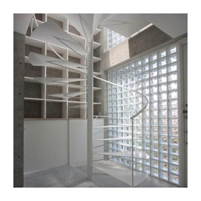 Cina Townhouse industrial steel staircase glass tread spiral stairs in vendita