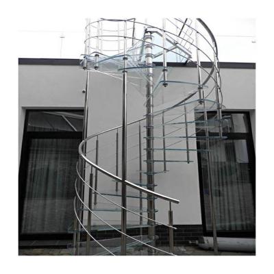 Cina China supplier villa steel staircase tempered glass spiral stairs in vendita