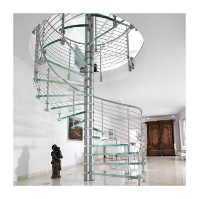 Cina China supplier stainless steel stair design glass wood spiral staircase in vendita
