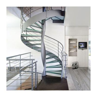 Cina Made in China carbon steel stair modern glass spiral staircase in vendita