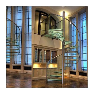 Cina Factory direct stainless steel stair indoor spiral glass staircase in vendita