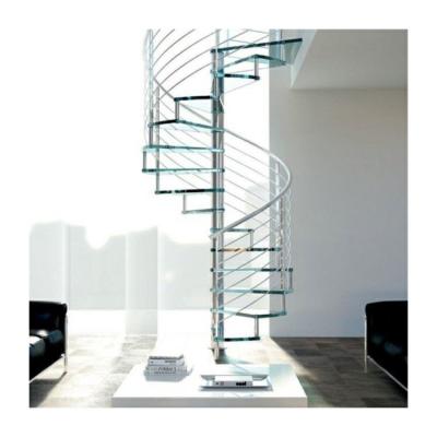 Cina China factory single stringer stair indoor glass spiral staircase in vendita