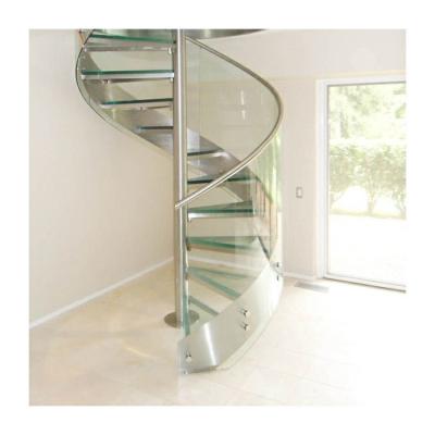 Cina Residential stair stringer design interior steel glass spiral staircase in vendita