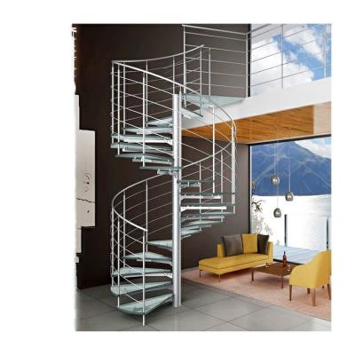 Cina Factory stainless steel cable balustrade stairs spiral stair with glass railing in vendita