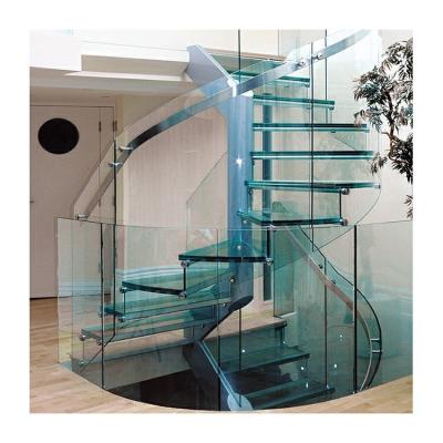 Cina Original factory l shape stairs tempered glass railing spiral stiars in vendita