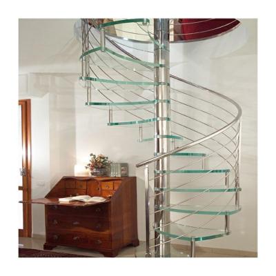 Cina Manufacturer supply stair round solid rod railing glass spiral staircase in vendita