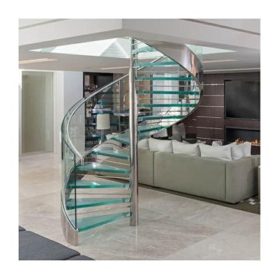 Cina Factory direct sales internal wrought stair design led lit glass spiral staircase in vendita