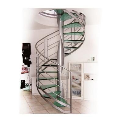 Cina Apartment steel structure stairs curve glass spiral balustrade in vendita