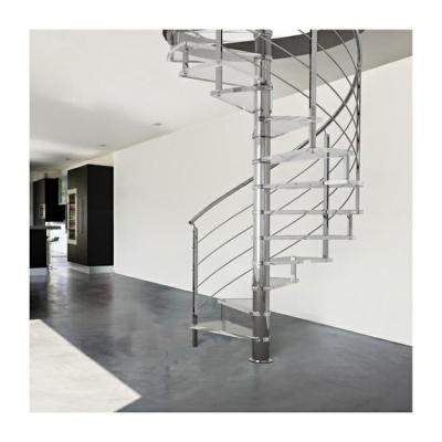Cina Apartment rounded stairs design tempered glass tread spiral stair in vendita