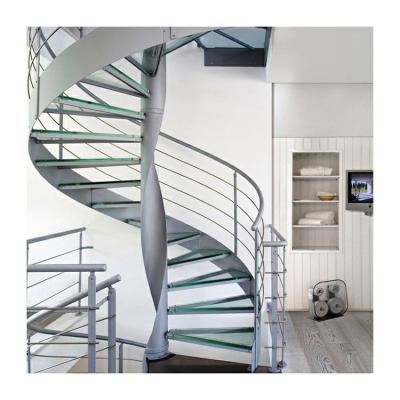 Cina Wholesale agent black stair railing outdoor spiral glass staircase in vendita