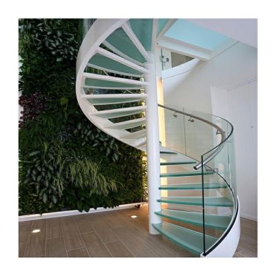 Cina Apartment stainless steel circle stairs europe modern glass spiral stair in vendita