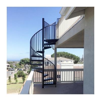 China Casting outdoor metal stairs high quality iron stair steel glass railing spiral staircase for sale