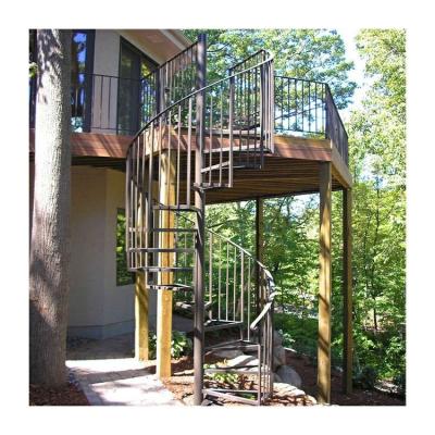 China Hidden wrought iron stringer stairs steel stair handrail circular metal spiral staircase for sale