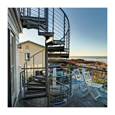 China Used metal stair wrought iron sole stringer support stainless steel spiral staircase for sale