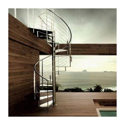 Cina Wrought iron stairs interior stainless steel railling stairs metal indoor used spiral staircase in vendita