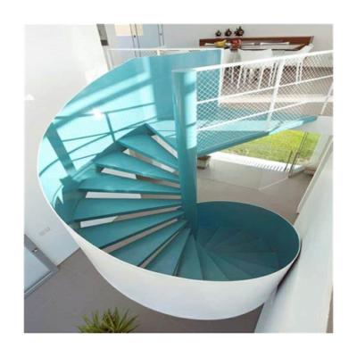Cina Steel beam wrought iron curved staircase indoor used metal spiral stairs in vendita