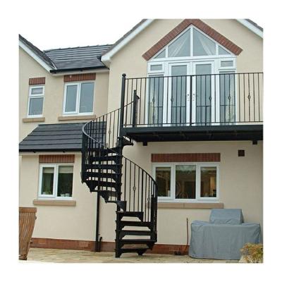 Cina Small metal outdoor stairs wrought iron welding decor spiral staircase stainless steel glass in vendita