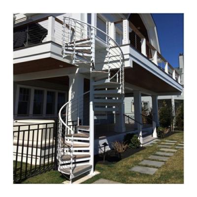 Cina Sheet metal curved steel stairs iron outdoor spiral staircase in vendita