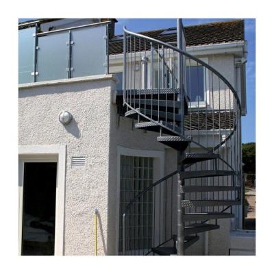 Cina Decorative metal stair handrail indoor wrought iron curved staircase steel glass spiral stairs in vendita