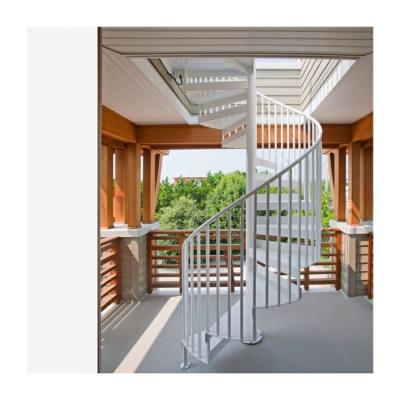 Cina Modern interior metal stair staircase with carbon steel treads modern iron spiral railing designs in vendita