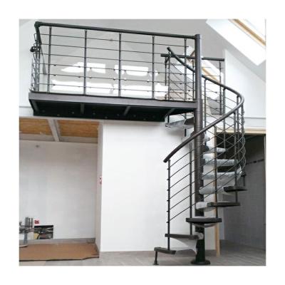 Cina Cast iron stair tread metal frame curved staircase stainless steel timber spiral stairs in vendita