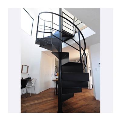Cina Metal step stairs steel flat bar stair handrail wrought iron sspiral staircase outdoor in vendita