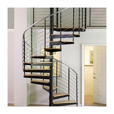Cina Central round post stair with wood tread used glass spiral staircase in vendita