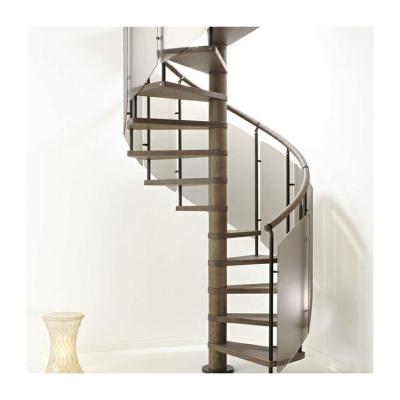 China Iron Wood Building Spiral Staircase With Elegant Glass Stairs Customized for sale