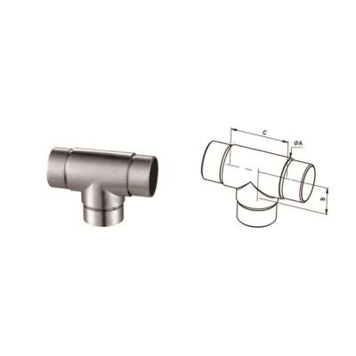Cina Railing Handrail T Connector 3-Way 316 Stainless Steel Balustrade Handrail Pipe Connector in vendita