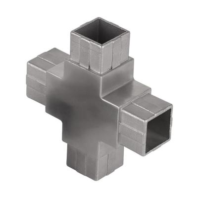 Cina Square Handrail Connector 4-way Handrail Corner Stair Railing Stainless Steel Balustrade Connector in vendita