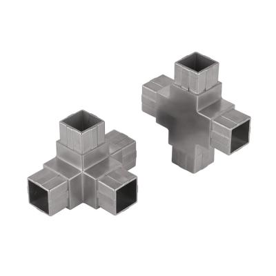 Cina Square Handrail Connector 4-way Handrail Corner Stair Railing Stainless Steel Balustrade Connector in vendita