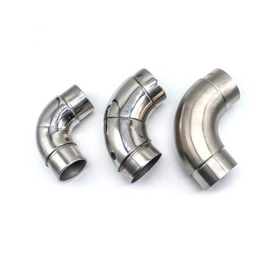 Cina Round Stainless Steel Handrail Arc Corner Connector Stair Railing Handrail Angle Elbow Connector in vendita