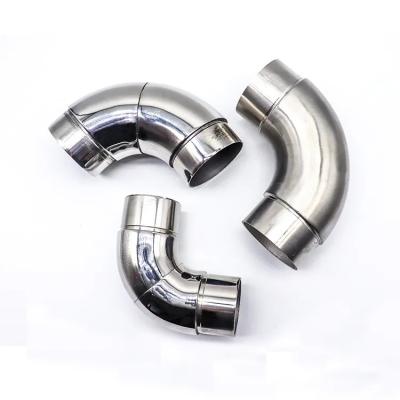 Cina Round Stainless Steel Handrail Arc Corner Connector Stair Railing Handrail Angle Elbow Connector in vendita