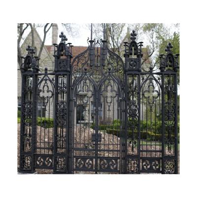 Cina Popular Main Gate Design Decorative Steel Sliding Gate  Wrought Iron  Galvanized Steel Electric Single Double Swing Gate in vendita