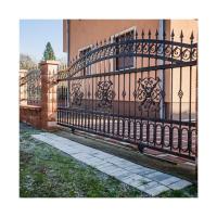 China Beautiful Auto Electric Wrought Iron Gate Design Decor Front Door Security Gate for sale