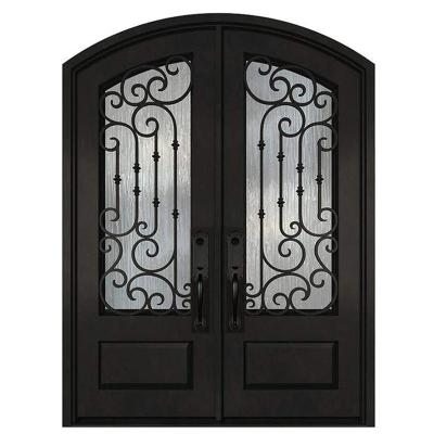 China Main Wrought Iron Front Door Metal Exterior Entrance Push And Pull Door Te koop
