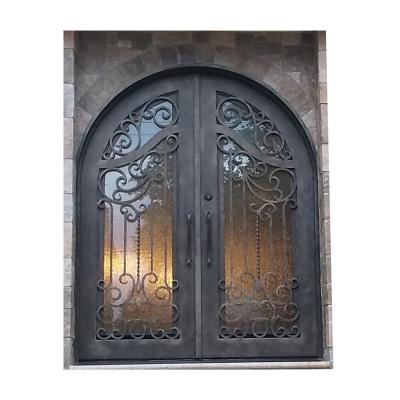 China Double Glass Wrought Iron Security Door Villa Front Swing Exterior For Houses Garden zu verkaufen