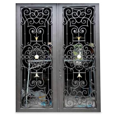 Cina Cast Forged Wrought Iron Door Front Main Gate Arch Grey Color Grill Design in vendita