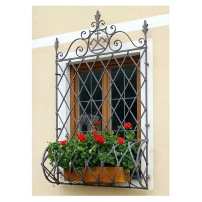 China Big Belly Wrought Iron Window Balcony Galvanized Ornamental Iron Window Guards for sale
