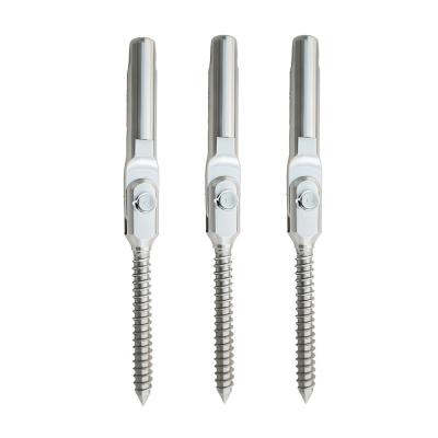 Cina 304 316 Stainless Steel Adjustable Swageless Wire Receiver Terminal Fitting With Jaw For Wood Post Cable Railing in vendita