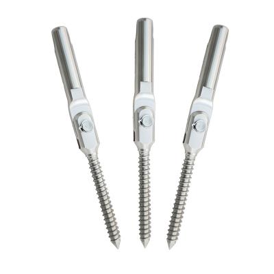 Cina 304 316 Stainless Steel Adjustable Swageless Wire Receiver Terminal Fitting With Jaw For Wood Post Cable Railing in vendita