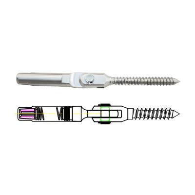Cina 304 316 Stainless Steel Adjustable Swageless Wire Receiver Terminal Fitting With Jaw For Wood Post Cable Railing in vendita