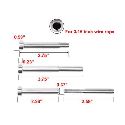 Cina 316 Stainless Steel Tensioner Terminal Fitting Kits With Cap Without Holes For Cable Railing in vendita
