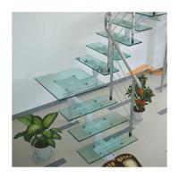 China Plexiglass stairs mono stringer tempered glass step staircase for sale