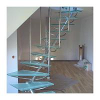 China Plexiglass stairs mono stringer tempered glass step staircase for sale