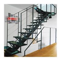 China Plexiglass stairs mono stringer tempered glass step staircase for sale