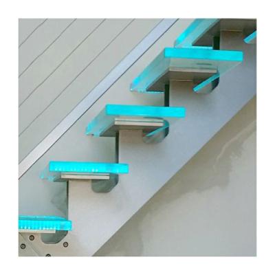 Cina Glass staircase design single stringer tempered glass circular staircase in vendita