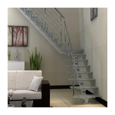 Cina Laminated glass steps stairs mono stringer decorative glass staircase in vendita